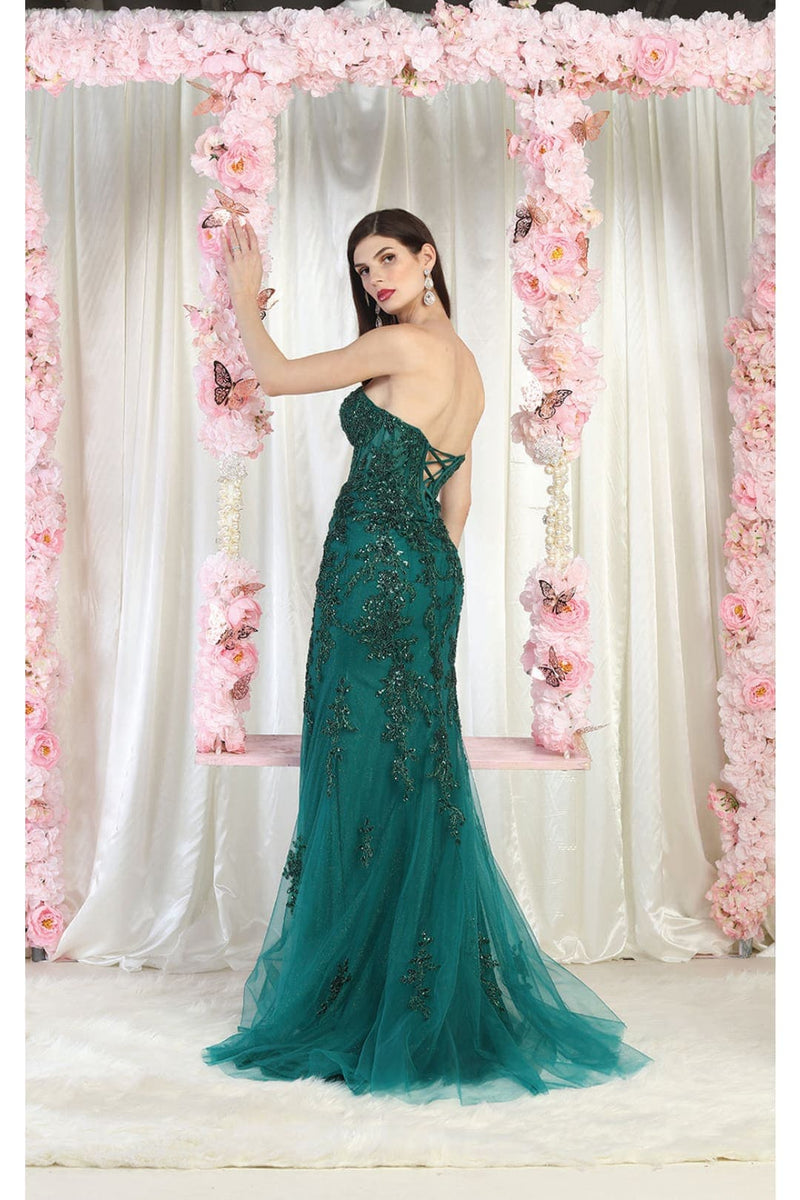 LA Merchandise LA8013 Strapless Embellished Corset Formal Prom Gown ...